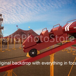 Roller Coaster Digital Backdrop, Carnival Amusement Park Ride Digital ...