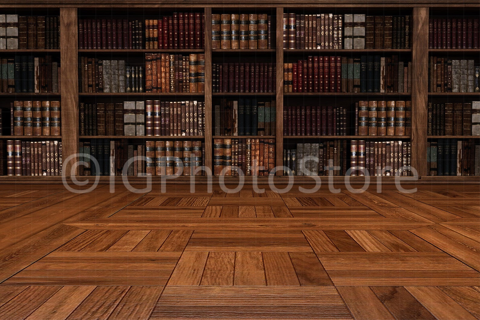Library Digital Background With Wooden Floor Books Backdrop | Etsy