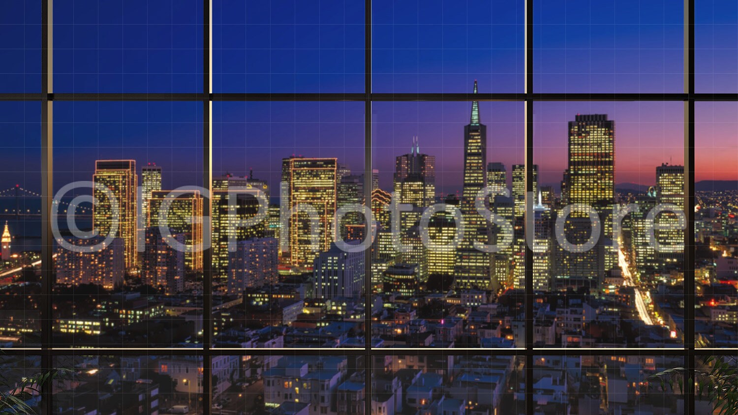 Virtual Business Meeting Backgrounds, City View Through Office Window ...