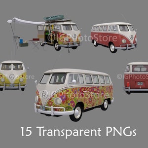 15 Vintage Camper Van Digital Overlays Hippie Van PNG - Etsy
