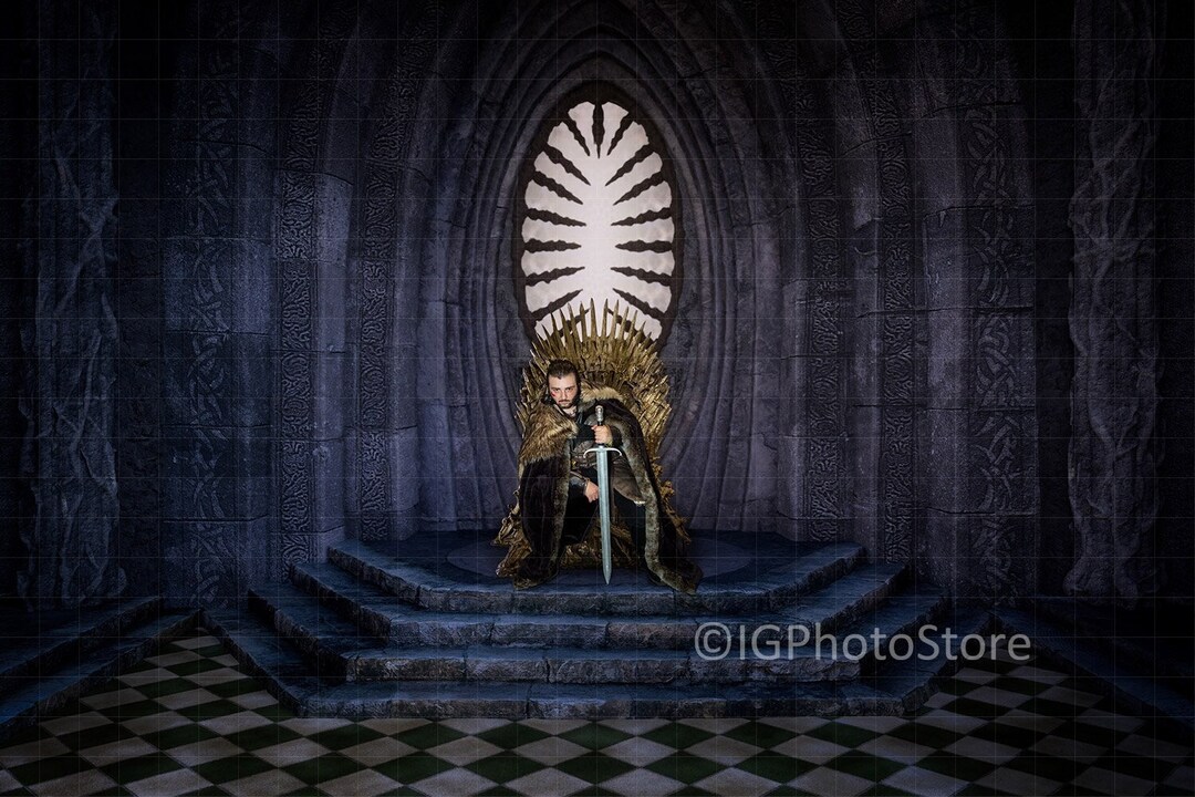 Iron Throne Digital Background, Medieval Castle Throne Digital Backdrop ...