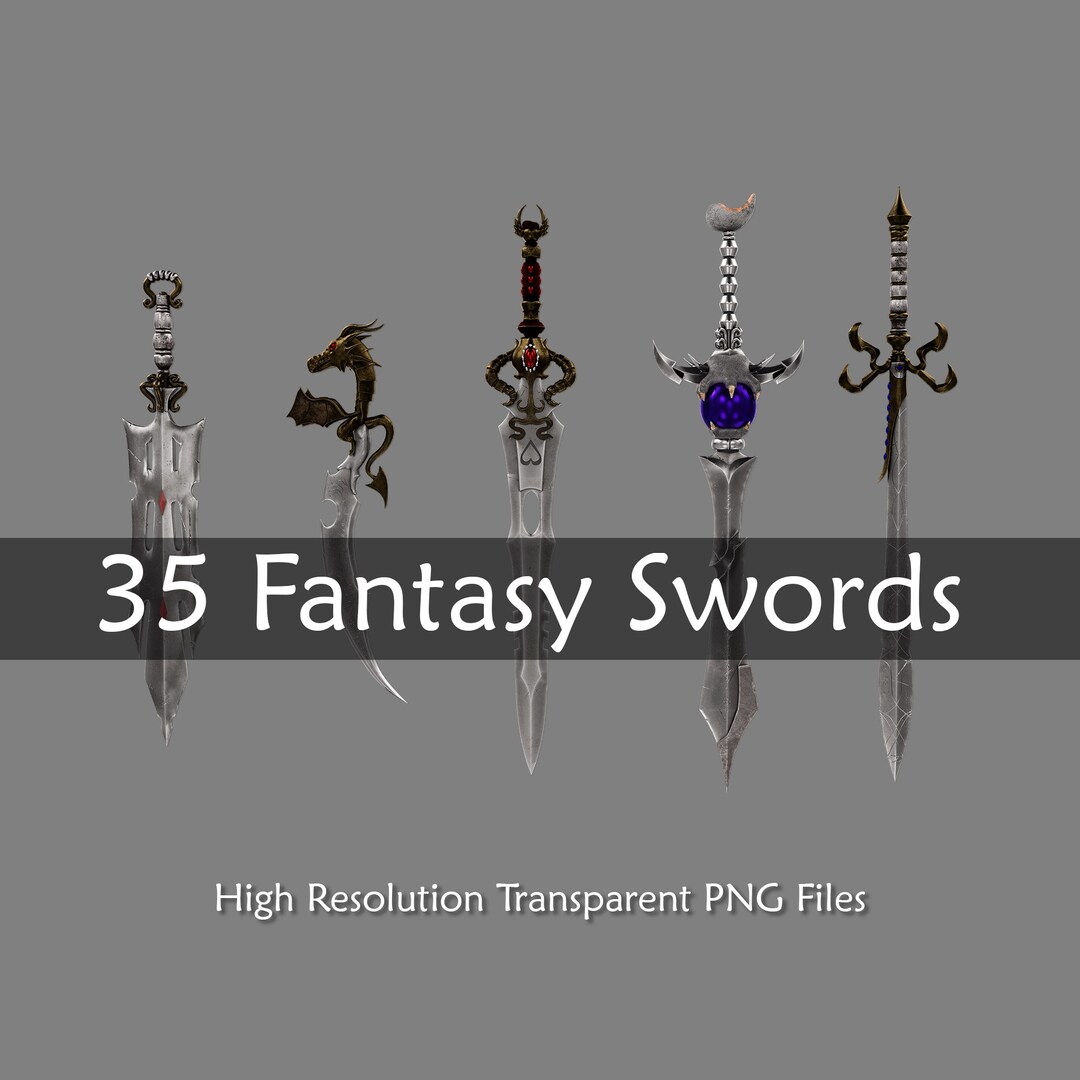 Fantasy Sword Digital Overlays, Medieval Weapons PNG Clipart, Photo ...