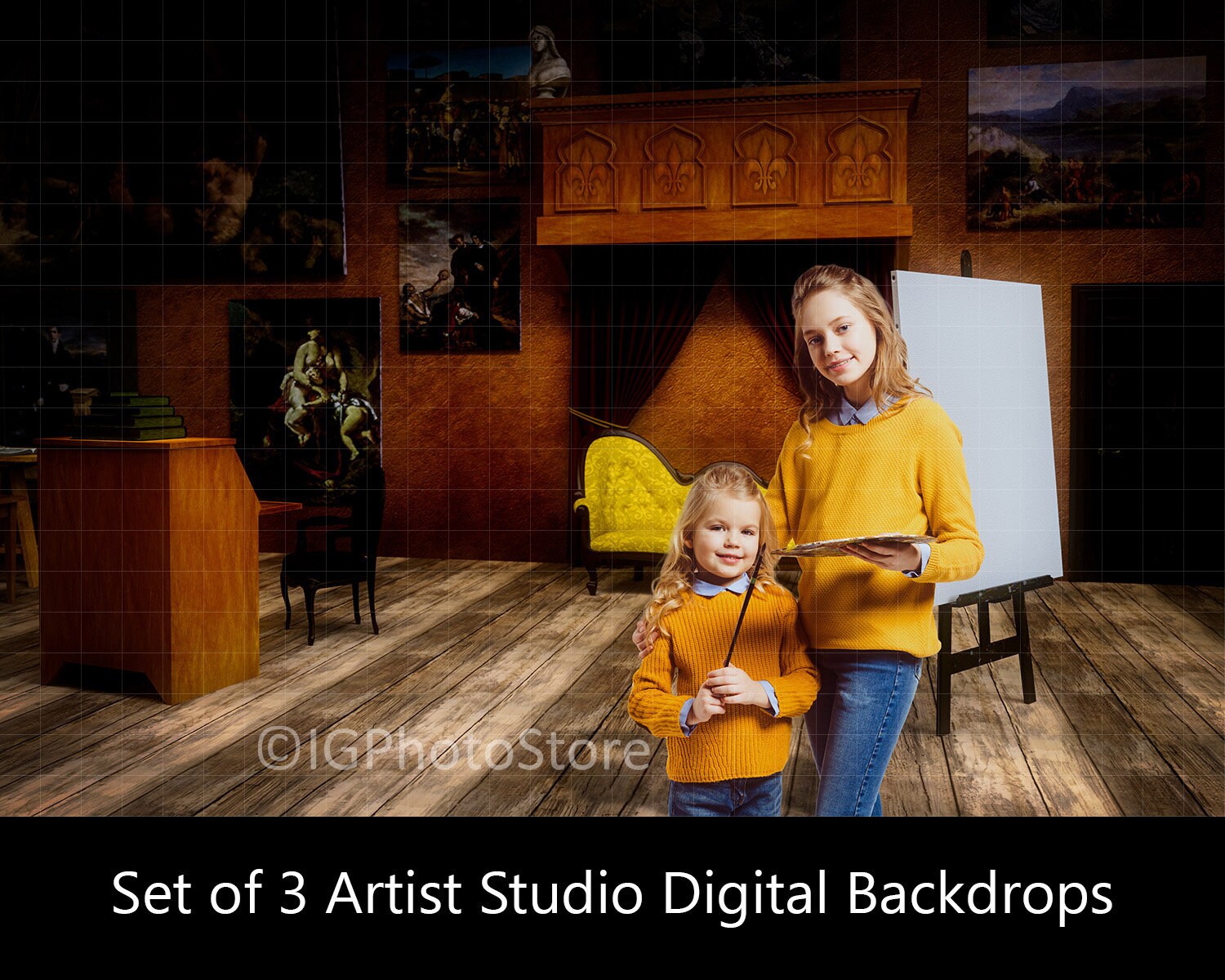 Artist Studio Digital Backdrops 3 Paris Art Studio Digital | Etsy