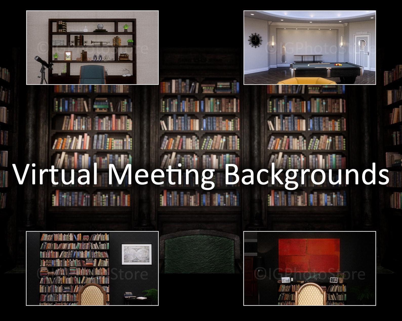 Virtual Meeting Backgrounds Home Office Zoom Backdrops Work | Etsy