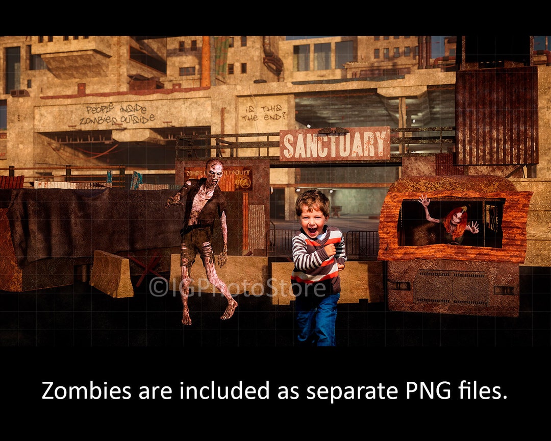 Halloween Zombie Digital Backdrop, Zombie Apocalypse Digital Background ...