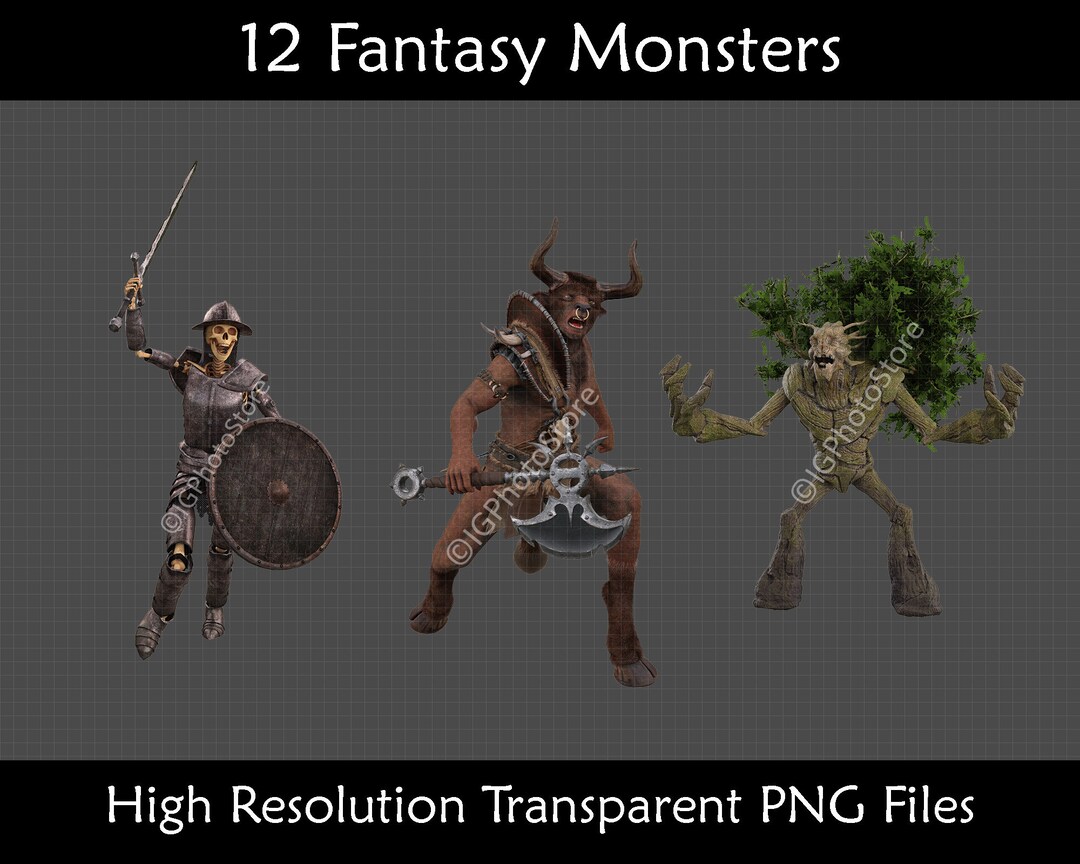 Fantasy Monster Digital Overlays, Transparent PNG Beast Clipart ...