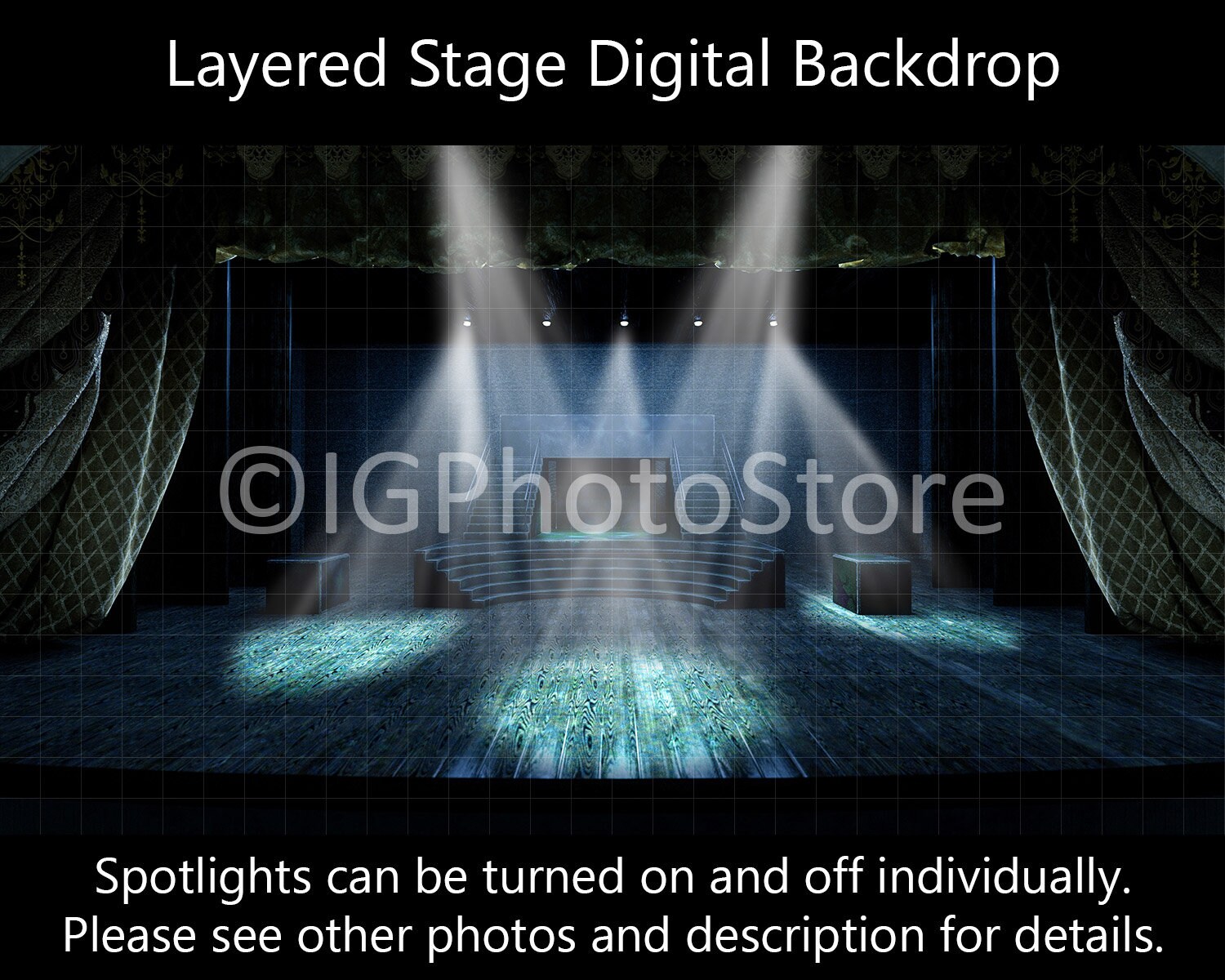 Concert Stage Layered Digital Backdrop Theatre Stage With | Etsy