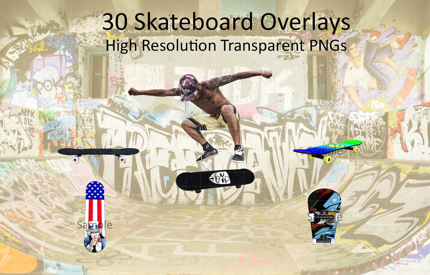 30 Skateboard Digital Overlays, High Resolution Transparent PNG ...