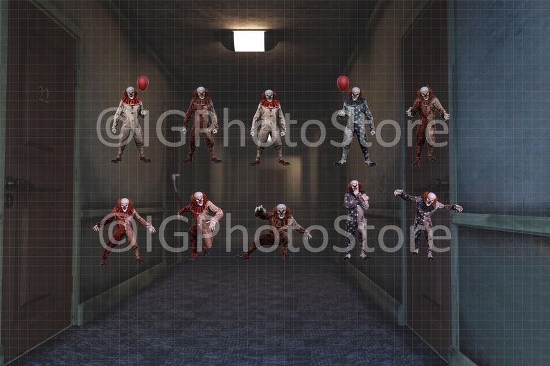 10 Evil Clown Overlays, Halloween Overlay for Digital Backdrop ...