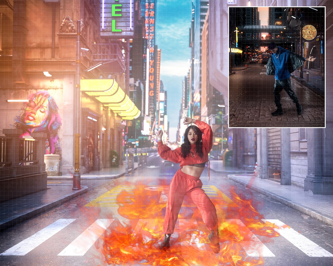 2 Downtown Urban Digital Backdrops, Hot City Street Backgrounds for ...