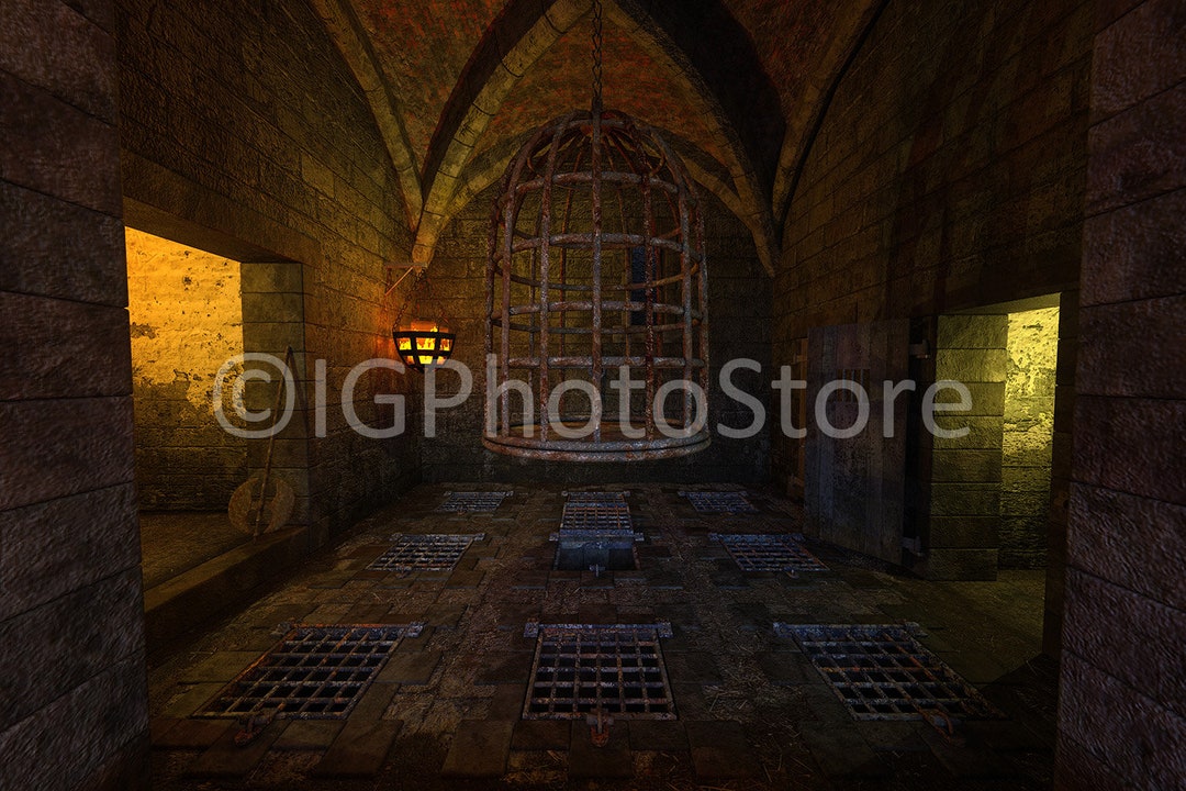 Dungeon Cage Backdrop, Digital Backdrops, Fantasy Cosplay Background ...