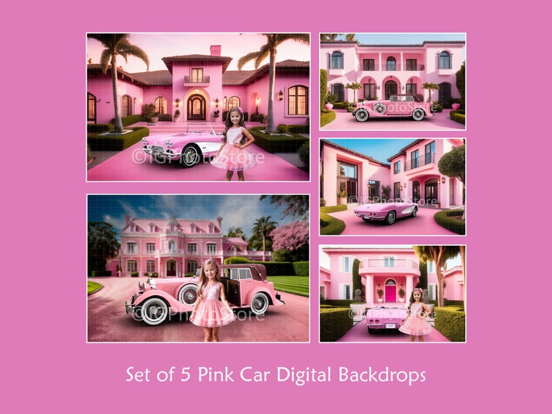Pink Car Digital Backgrounds, Cosplay Photoshoot Backdrops (5 JPG) - Etsy