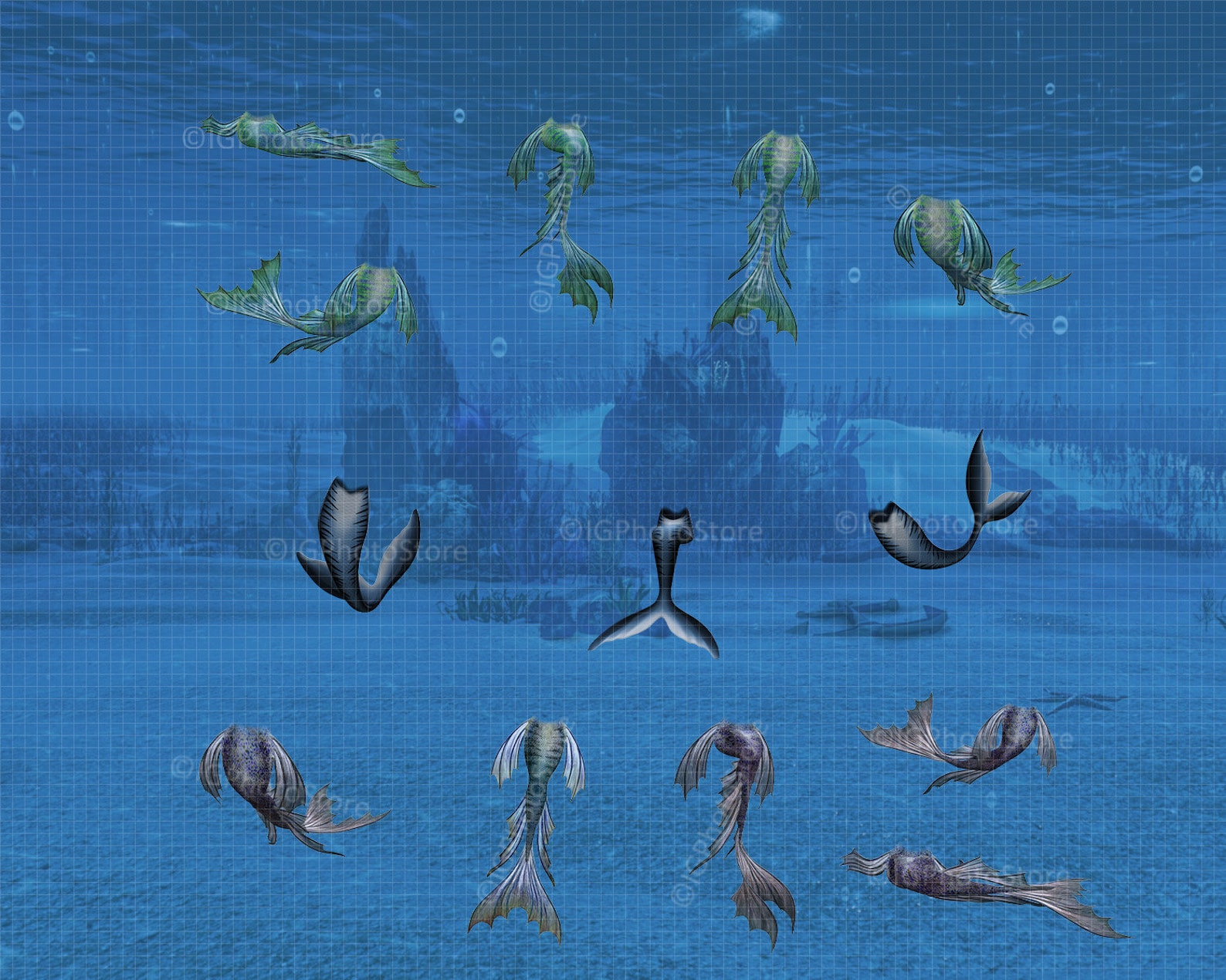 32 Mermaid Tail Overlays, Transparent PNG Mermaid Tails, Photoshop ...