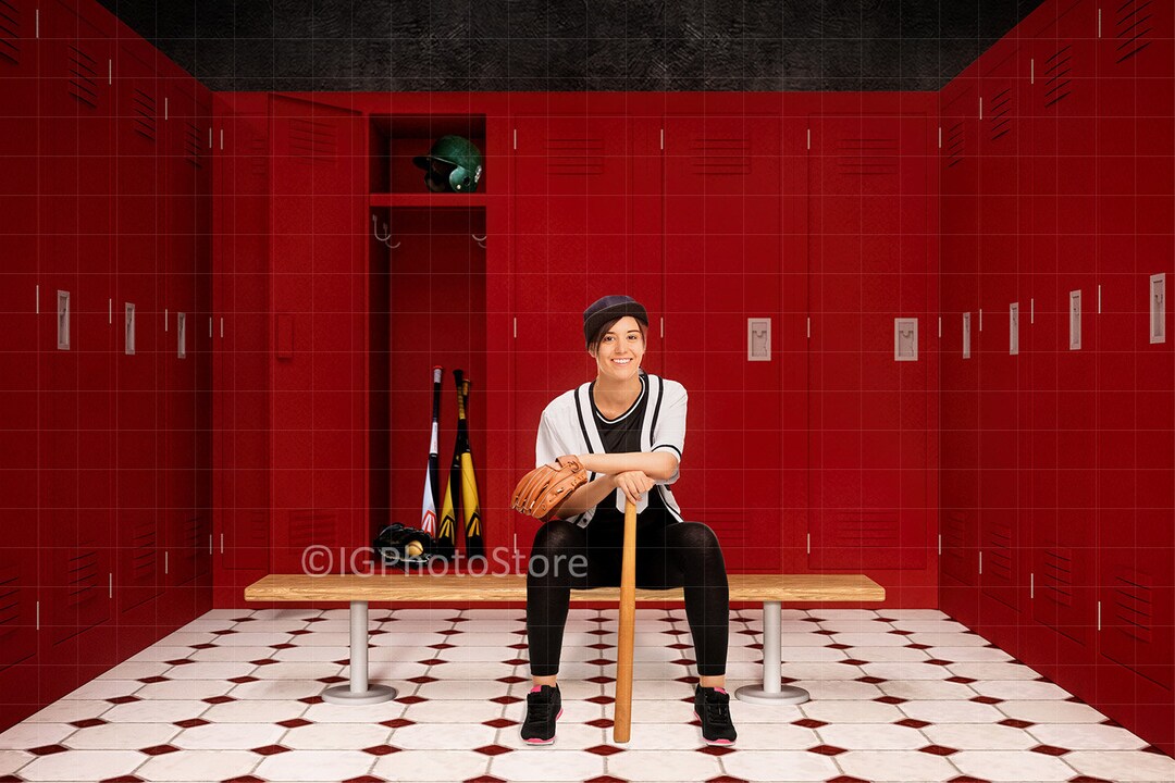 Baseball Locker Room Digital Backdrop, Baseball Portrait Digital ...
