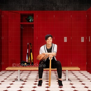 Baseball Locker Room Digital Backdrop, Baseball Portrait Digital ...