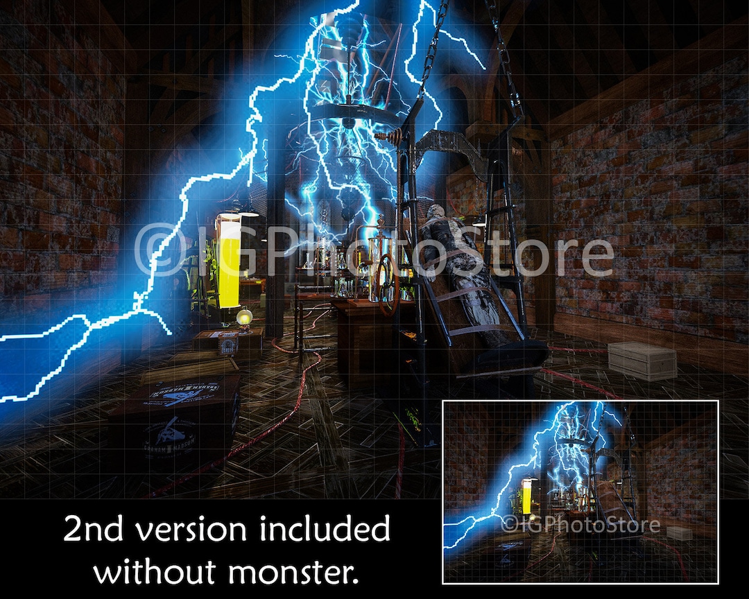 Mad Doctor Halloween Digital Backdrop, Crazy Scientist Lab Digital ...