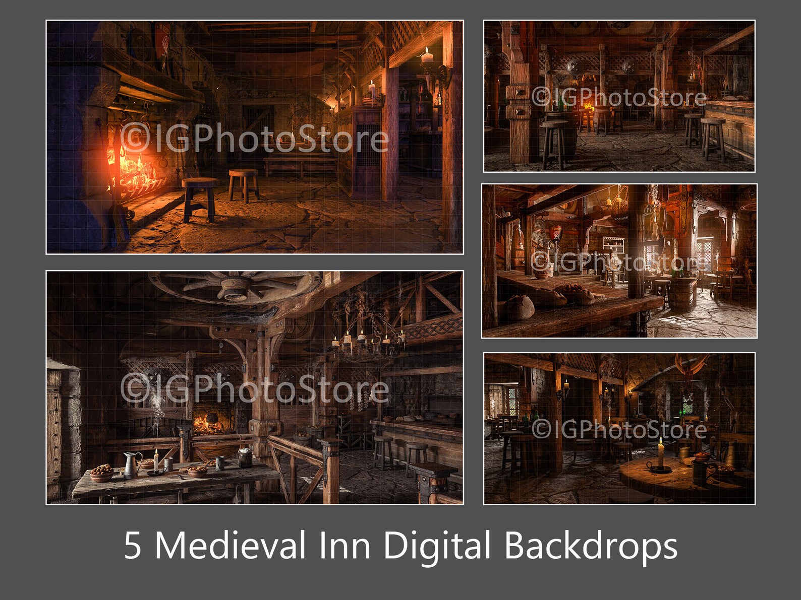 Medieval Inn Digital Backgrounds 5 Fantasy Tavern Digital - Etsy