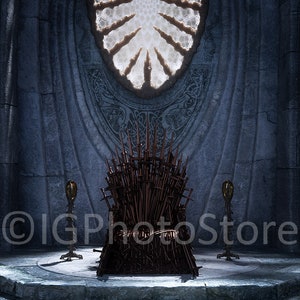 Iron Throne Digital Backdrop, Medieval Fantasy Throne Room Digital ...