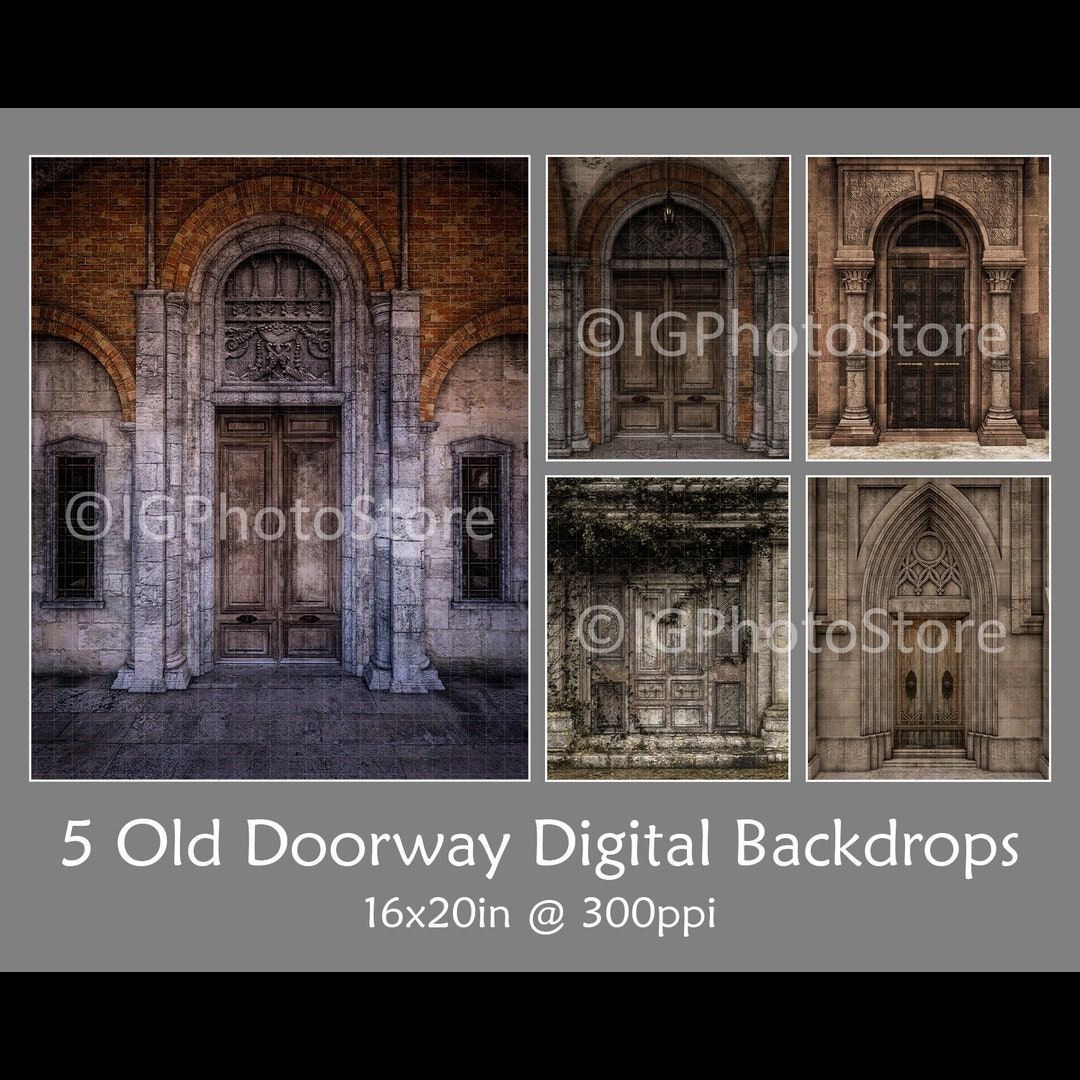 5 Old Doorway Digital Backdrops, Antique Wooden Doors, Digital ...