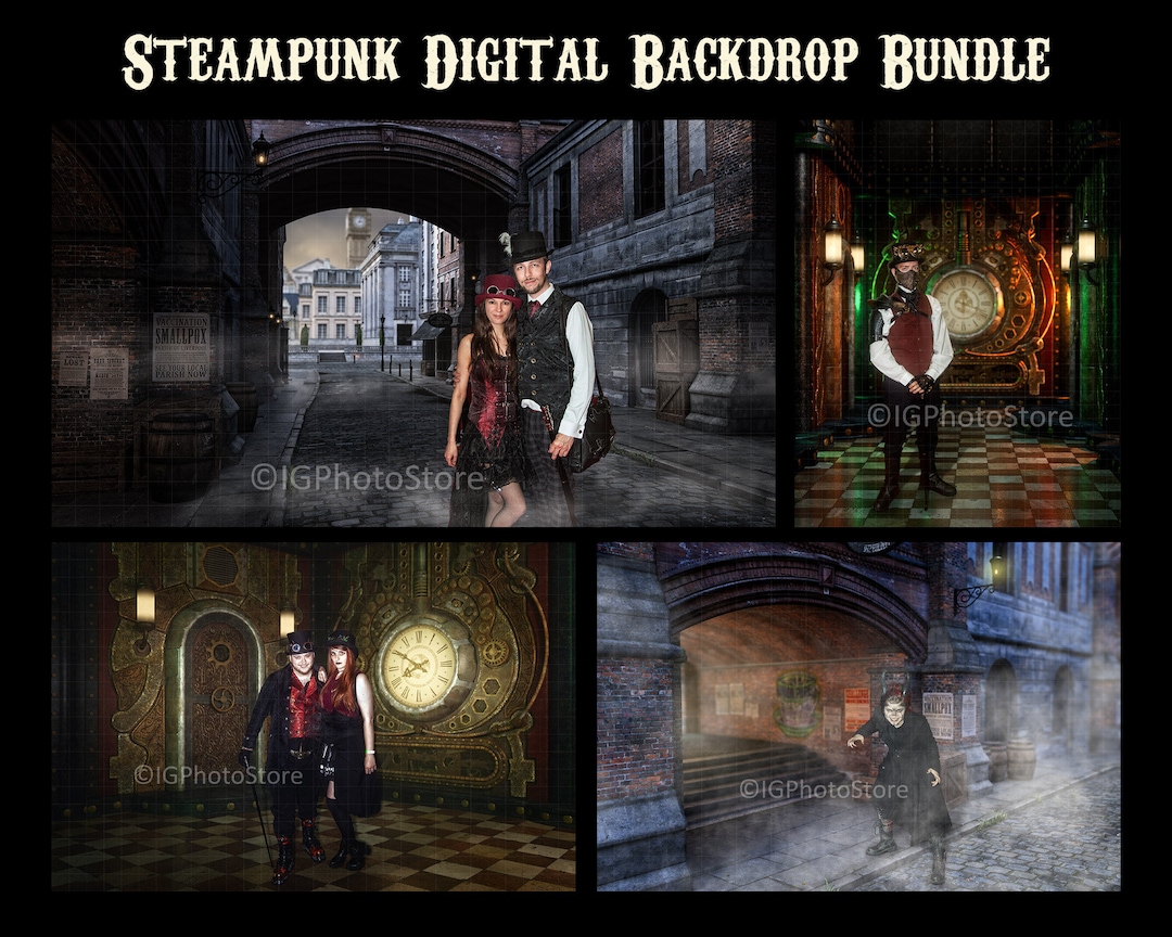 Steampunk Digital Backdrop Bundle, Digital Backgrounds, Bargain Bundle ...