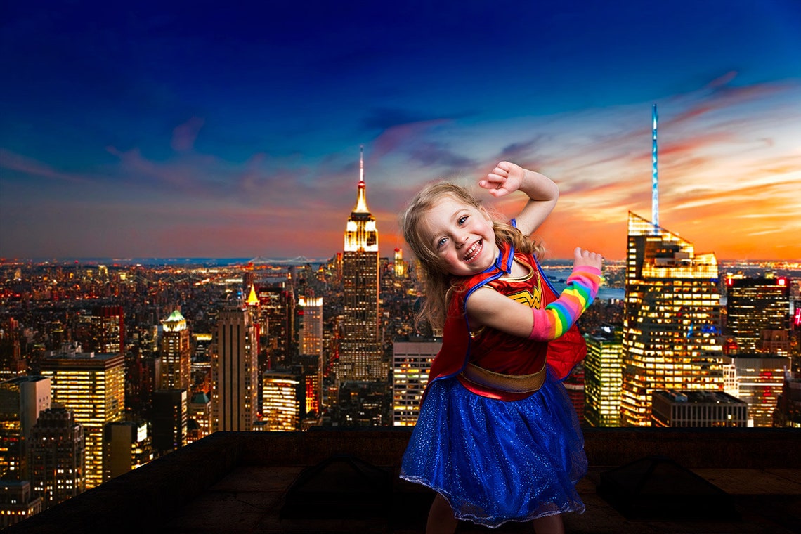 Superhero Background Rooftop Digital Backdrop City at Night - Etsy