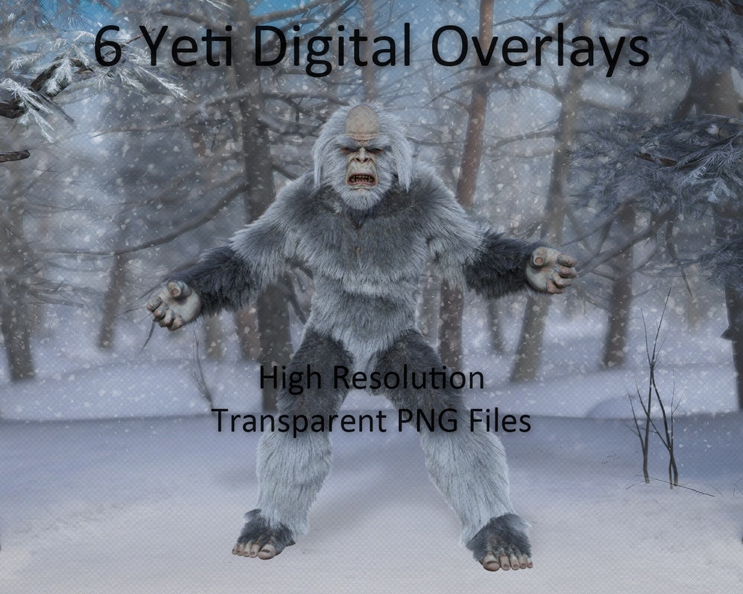 Yeti Digital Overlays, Transparent PNG Yetis, Yeti Clipart, Abominable ...