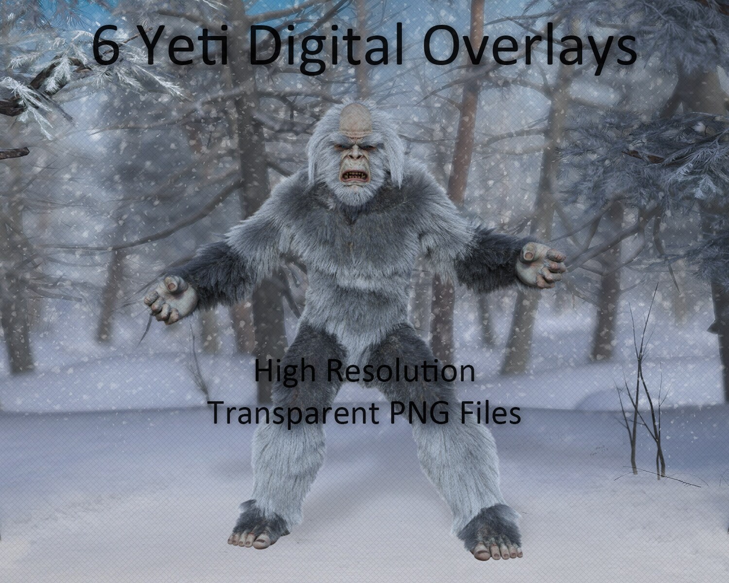 Yeti Digital Overlays Transparent PNG Yetis Yeti Clipart - Etsy