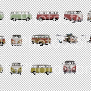 15 Vintage Camper Van Digital Overlays, Hippie Van PNG Clipart ...