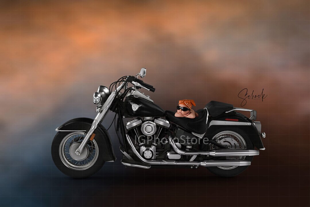 Vintage Motorcycle Layered Digital Backdrop, Newborn Backdrop ...