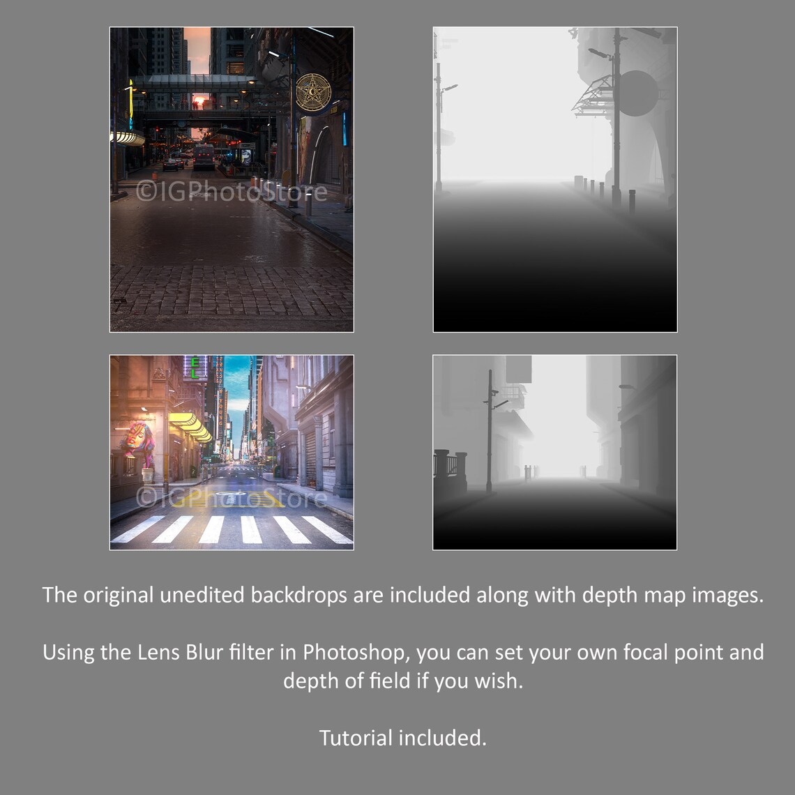 2 Downtown Urban Digital Backdrops Hot City Street | Etsy