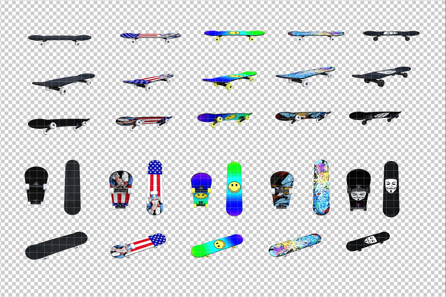 30 Skateboard Digital Overlays, High Resolution Transparent PNG ...