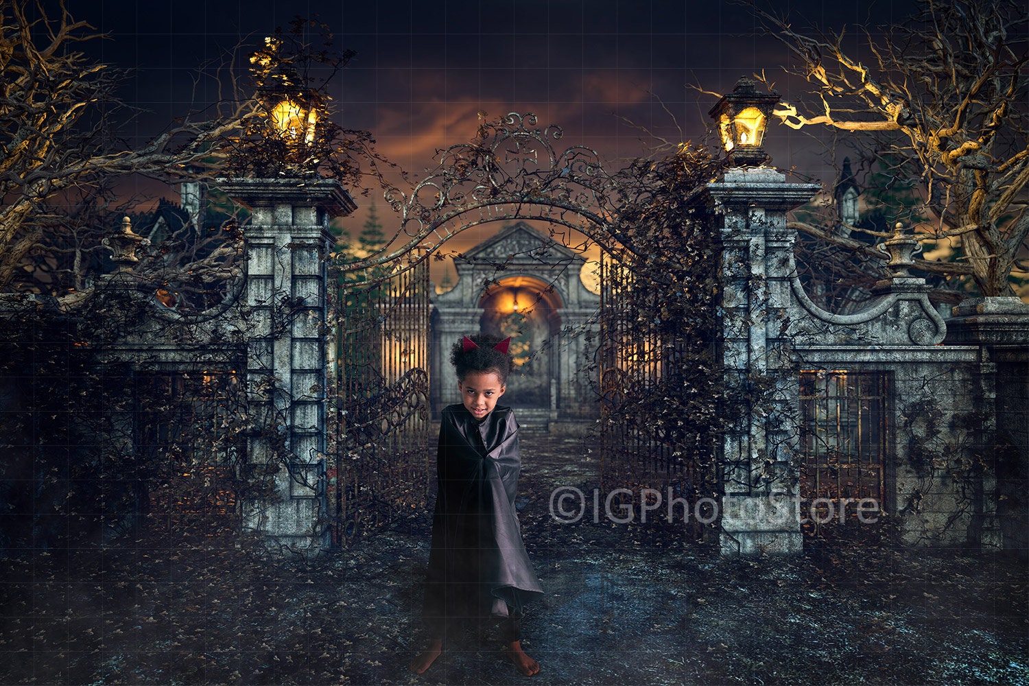 Creepy Cemetery Gates Halloween Digital Backdrop Haunted - Etsy UK