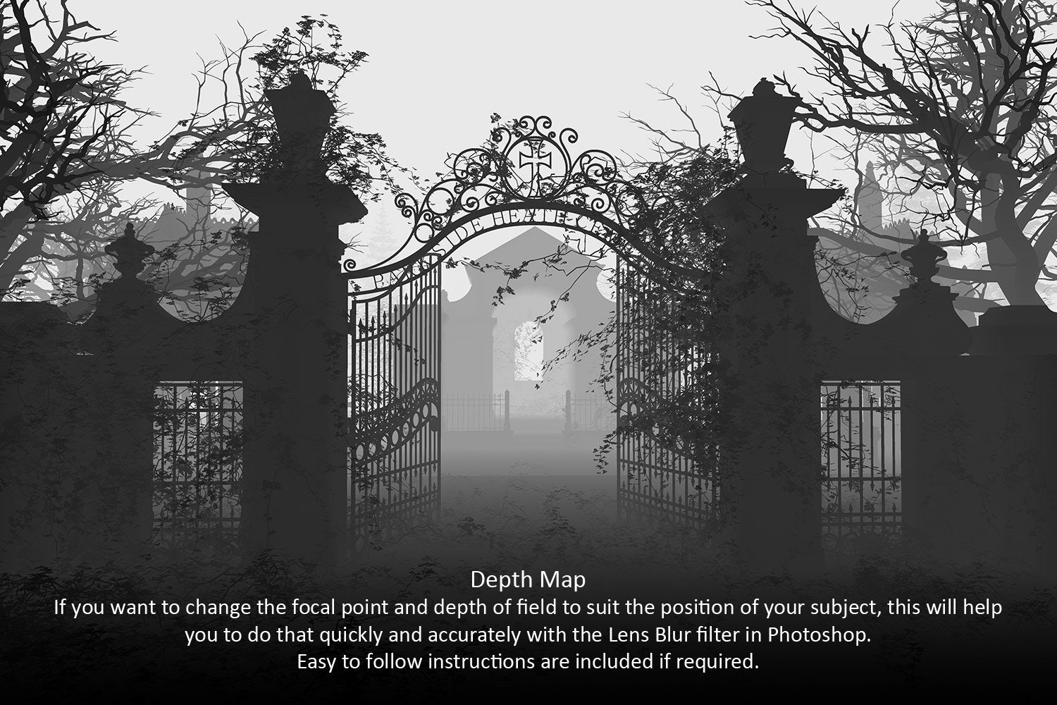 Creepy Cemetery Gates Halloween Digital Backdrop Haunted - Etsy UK