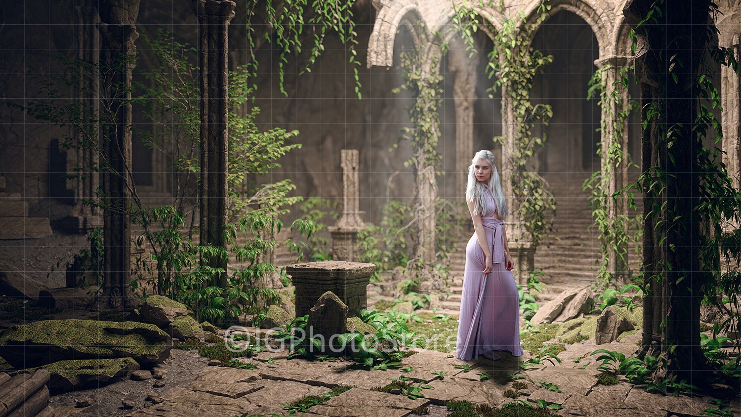Fantasy Temple Ruin Digital Backdrop, Gothic Medieval Ruins Digital ...