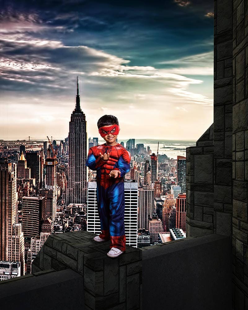 Superhero Digital Background, Super Hero Cosplay Backdrop, New York ...
