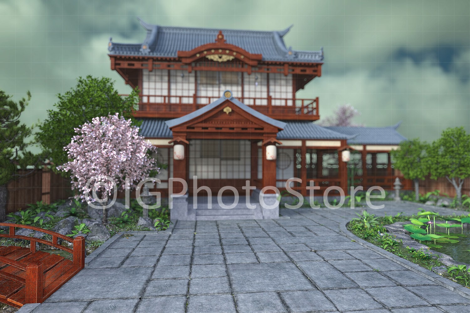 Japanese House Digital Backdrop Asian Portrait Digital | Etsy