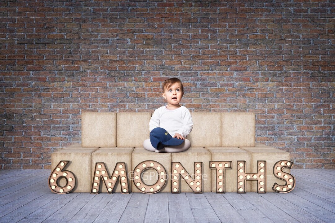 6 Months Baby Digital Backdrop, Six Month Baby Milestone Background ...