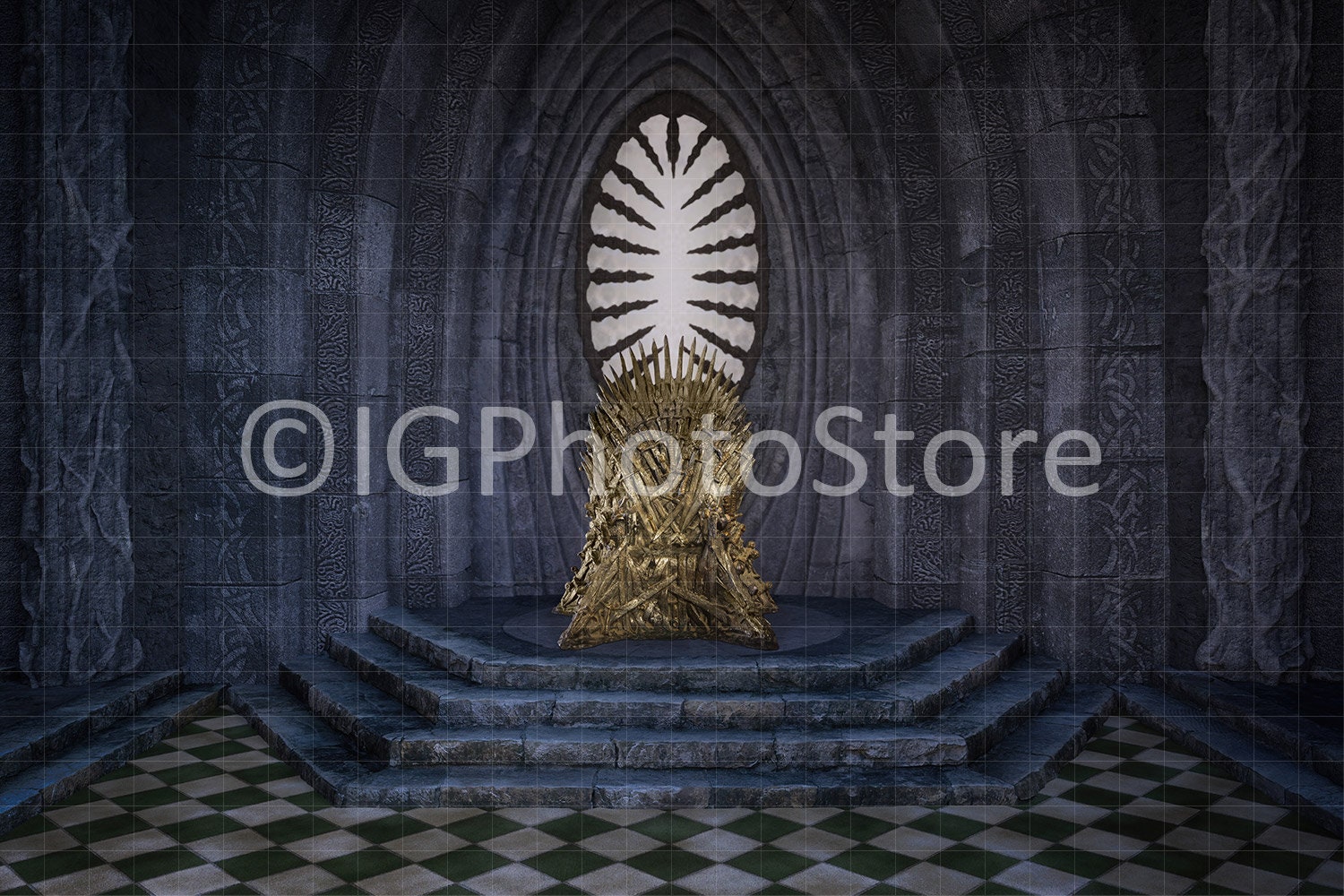 Iron Throne Digital Background, Medieval Castle Throne Digital Backdrop ...