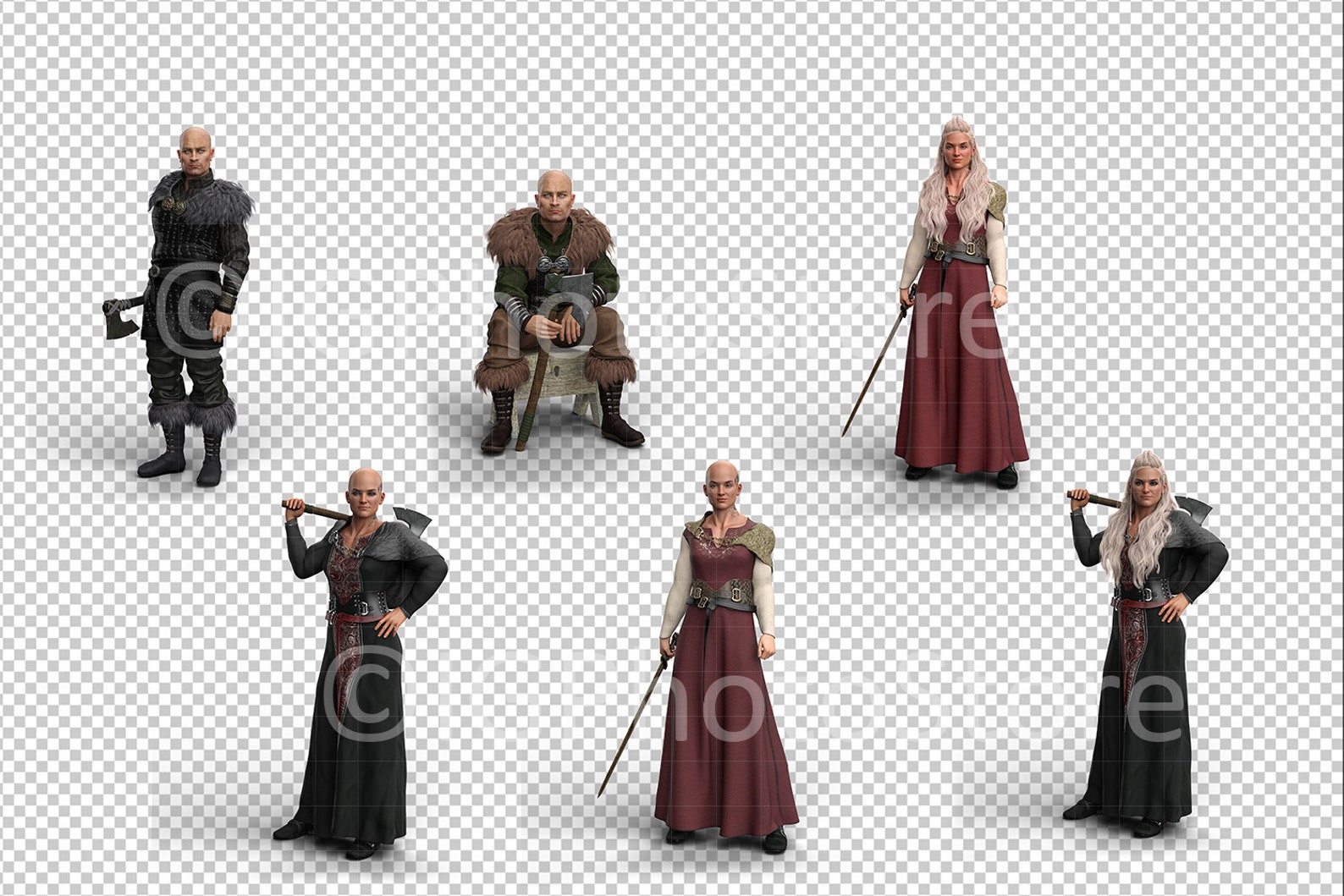 Viking Digital Backdrop With PNG Costumes, Viking Cosplay Portrait ...