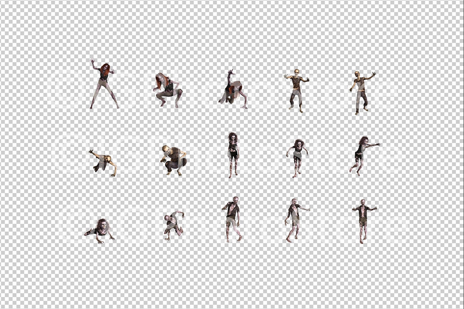 15 Zombies Digital Overlays Halloween Walking Zombie Dead - Etsy