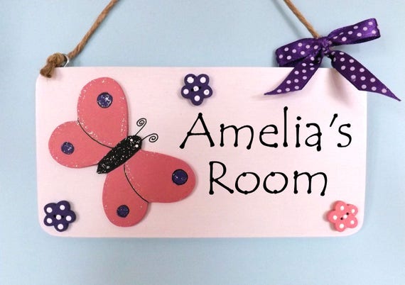 Butterfly Personalised Childs Room Sign Door Plaque | Etsy
