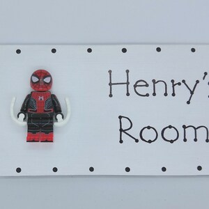 Spiderman Black Personalised Door Sign Plaque Superhero Minifigure ...