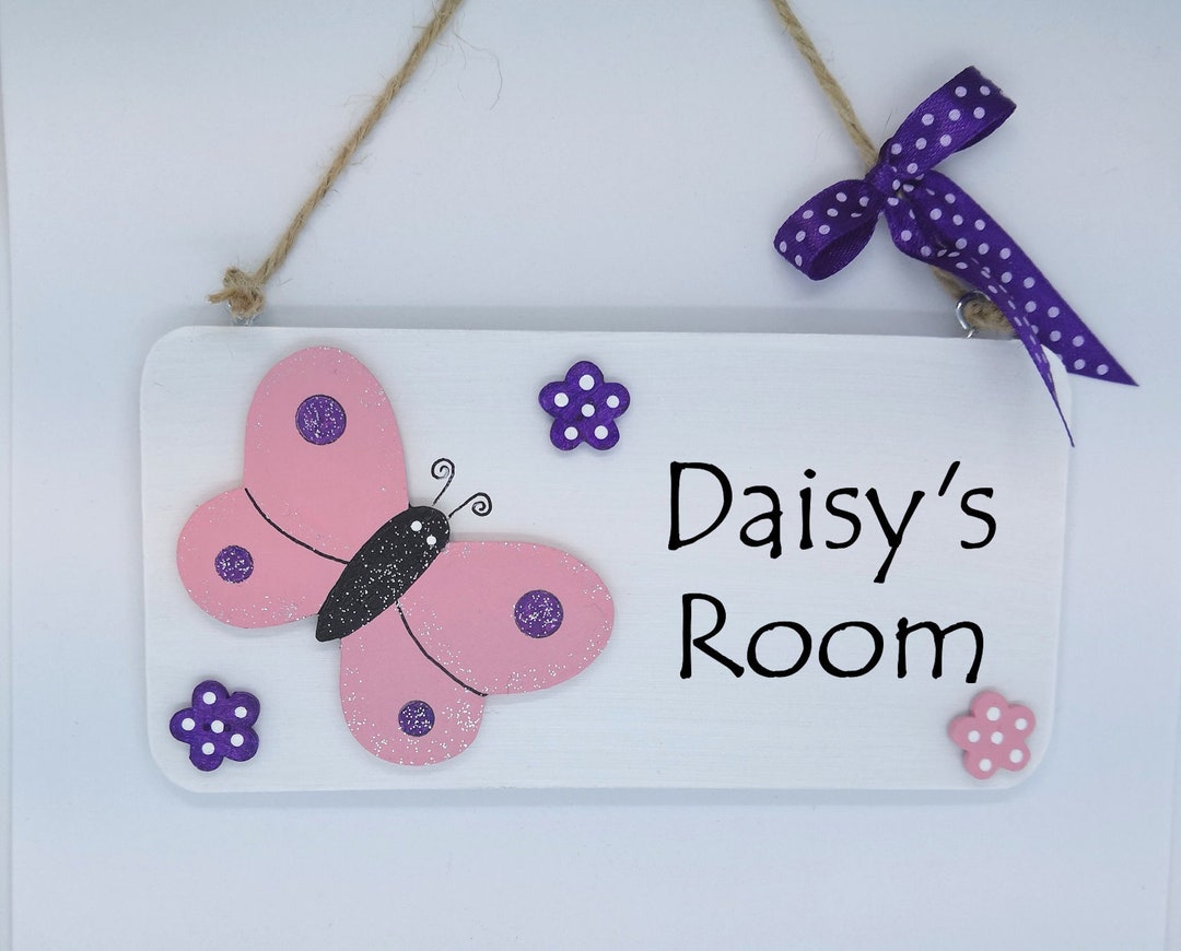 Butterfly Personalised Childs Room Sign Door Plaque - Etsy