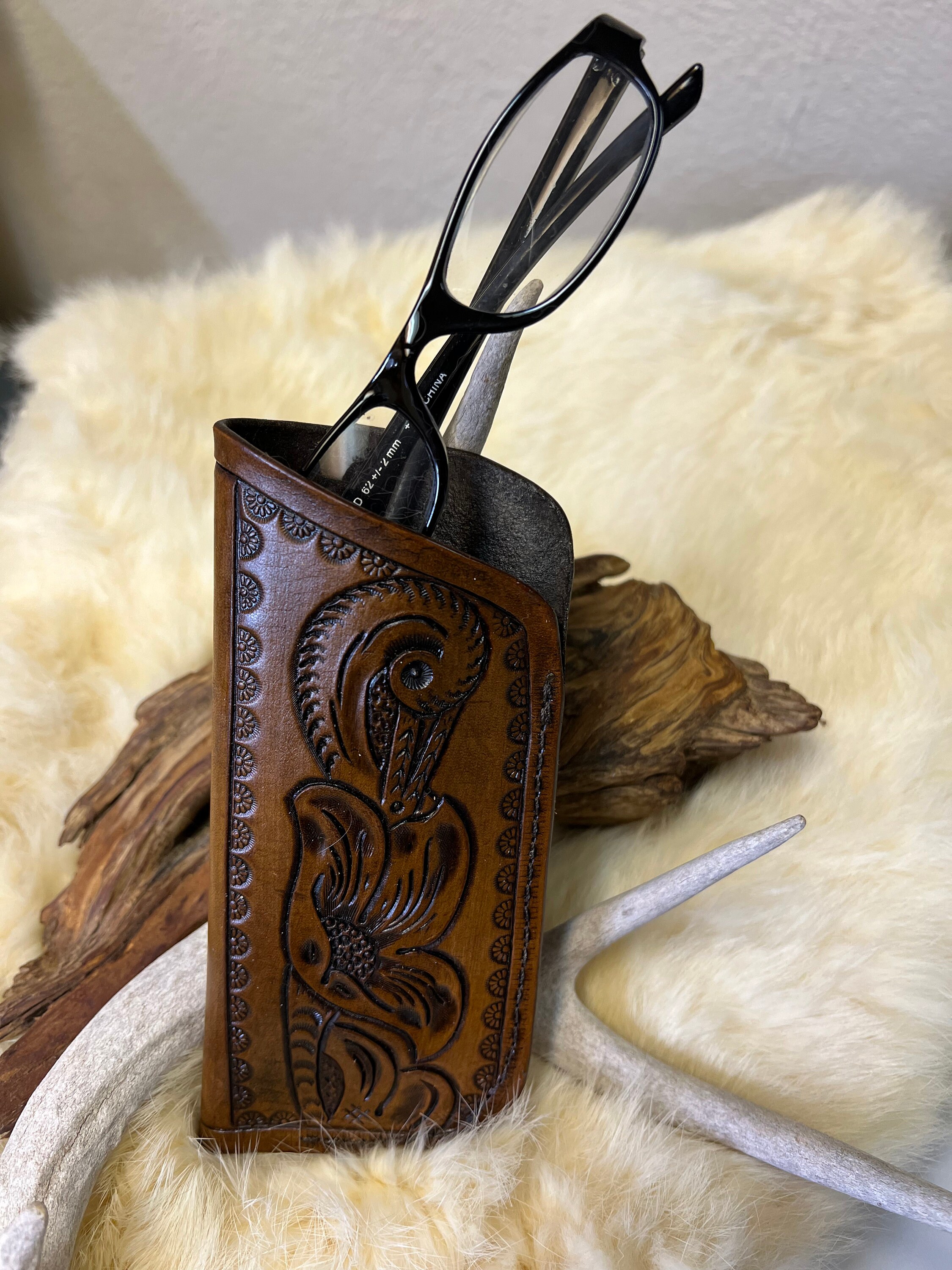 Hand-tooled Leather Eyeglasses Case - Etsy