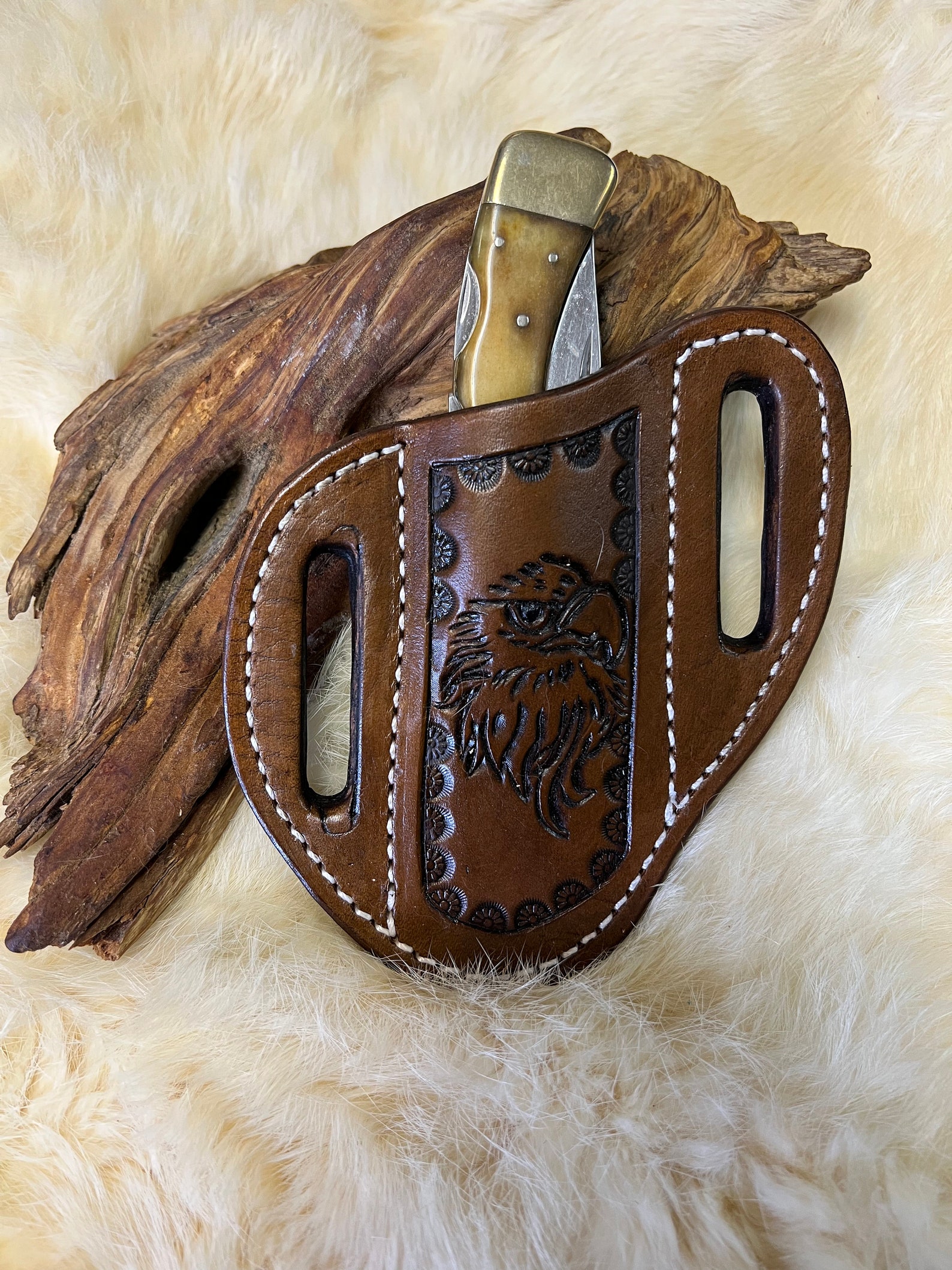 Hand-tooled Leather Knife Sheath (pancake) - Etsy