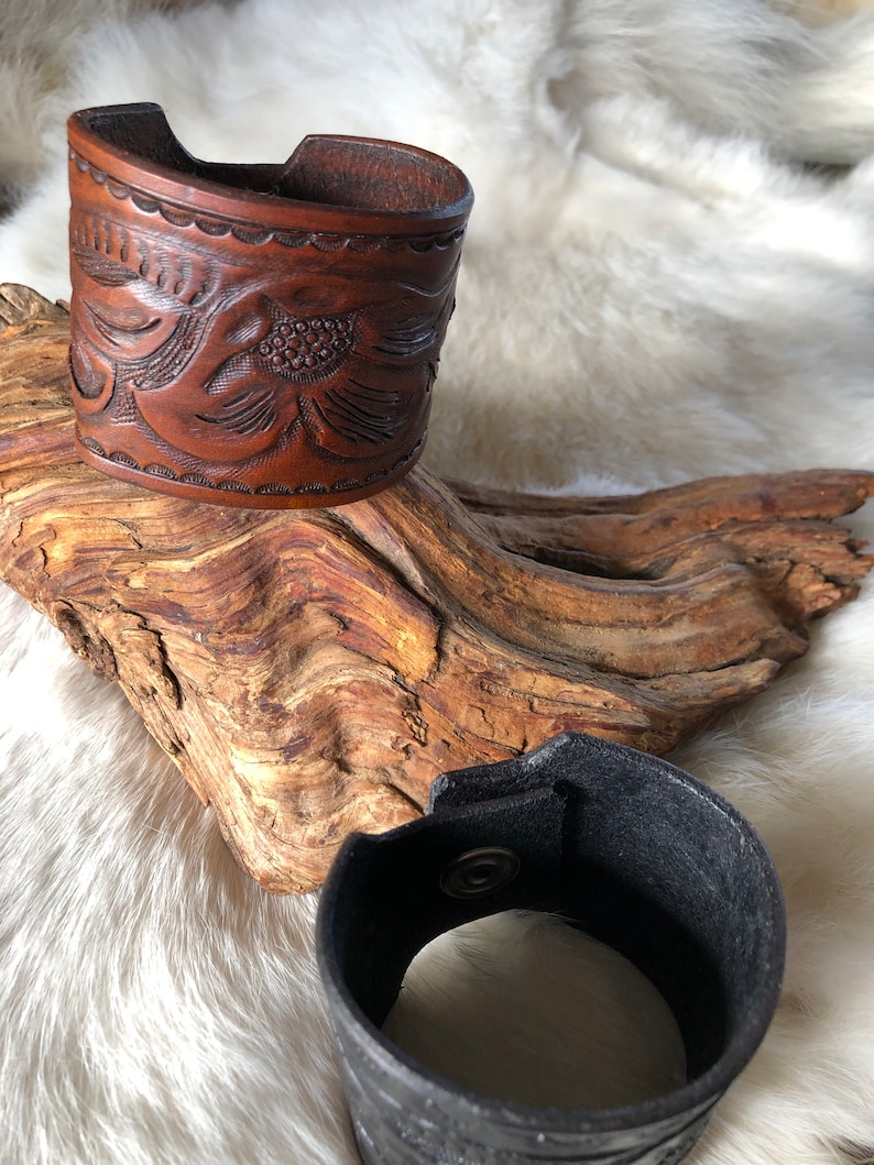 Hand Tooled Leather Cuff - Etsy