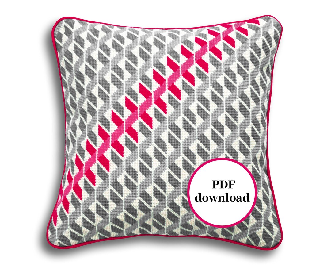 Modern Needlepoint Chart/pattern, PDF Download, Geometric Twists, Grey ...