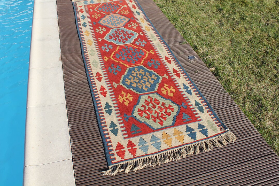 Bohemian Turkish Long Runner Rug Red Turkish Kilim Rug Runner - Etsy UK