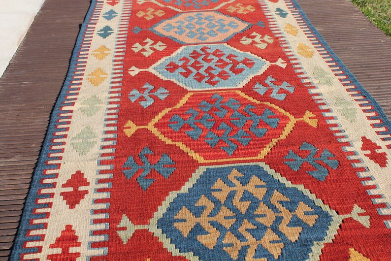 Bohemian Turkish Long Runner Rug Red Turkish Kilim Rug Runner - Etsy UK