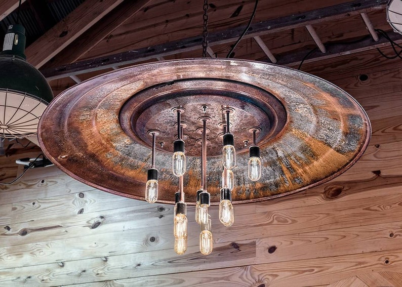 Rustic Vintage Chicken Brooder 46" Disk Drop Light - Etsy